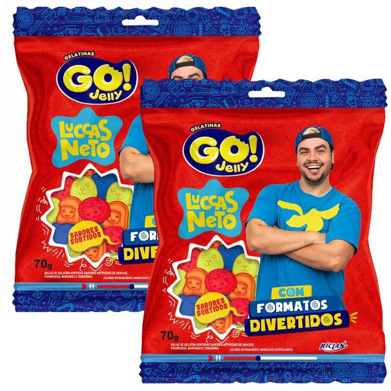 Kit 2 Balas de Gelatina Go! Jelly Luccas Neto Sortidas 70g - RICLAN - Bala de Gelatina ...