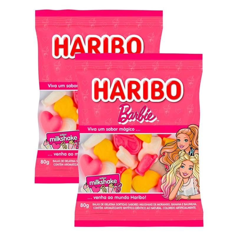 Kit 2 Balas de Gelatina Haribo Barbie Milkshake 80g - Bala de Gelatina ...
