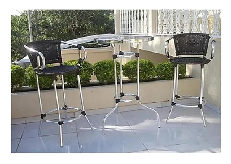 Kit 2 Banquetas + Mesa Bistro Em Alumínio E Fibra Sintética - Sarah ...