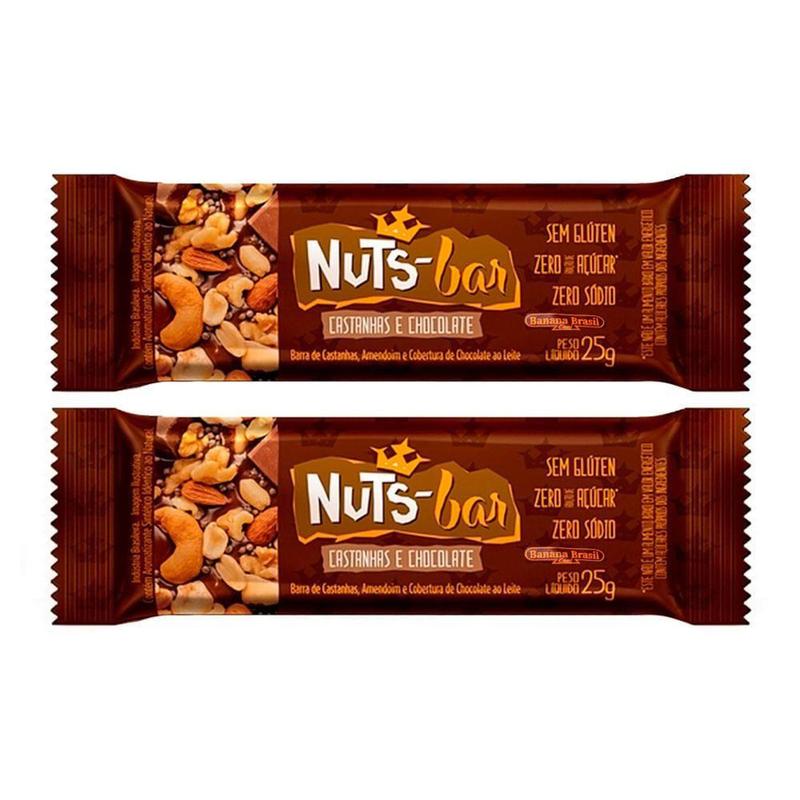 Kit 2 Barra de Castanhas e Chocolate Nuts Bar com 25g - Banana Brasil ...