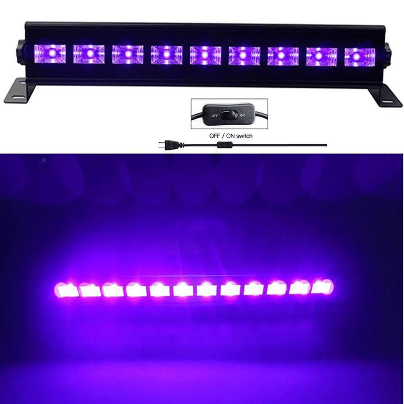 Kit 2 Barras Luz Negra Ultravioleta Neon Barra 9 LED Para Festa Balada ...