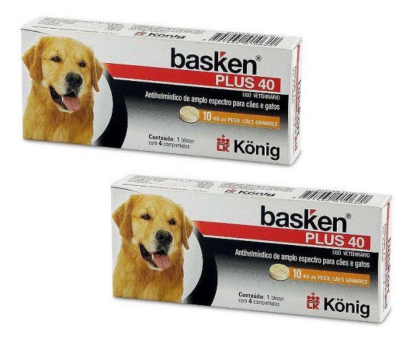 Kit 2 Basken Plus 40 Konig Vermífugo 4 Comprimidos - Vermífugo ...
