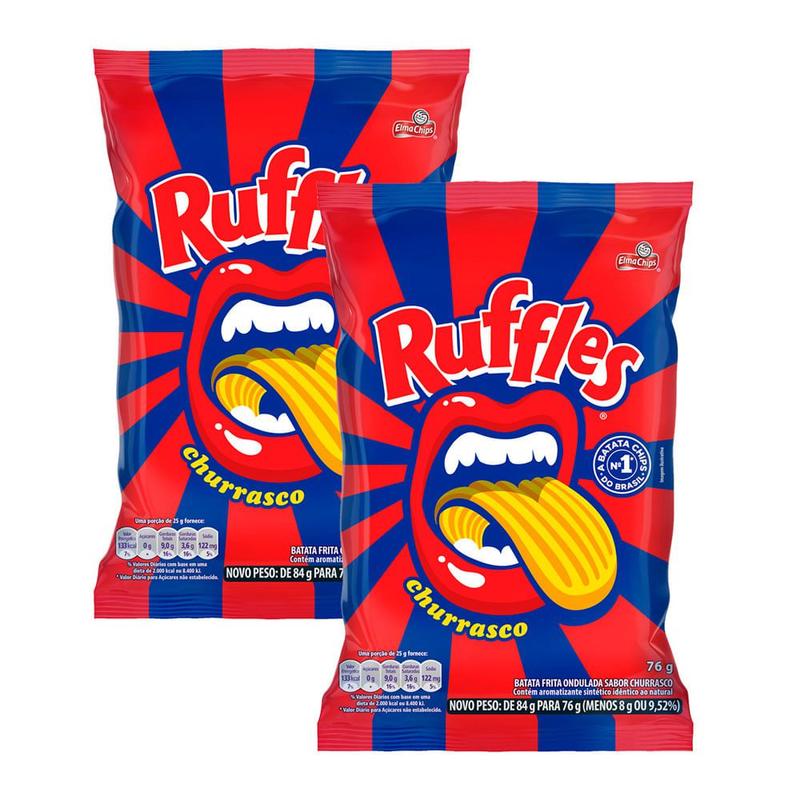 Kit 2 Batata Ruffles Elma Chips Sabor Churrasco 76g - Ruffles ...