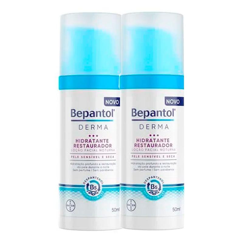 Kit 2 Bepantol Derma Loção Facial Noturna Hidratante Restaurador 50ml ...