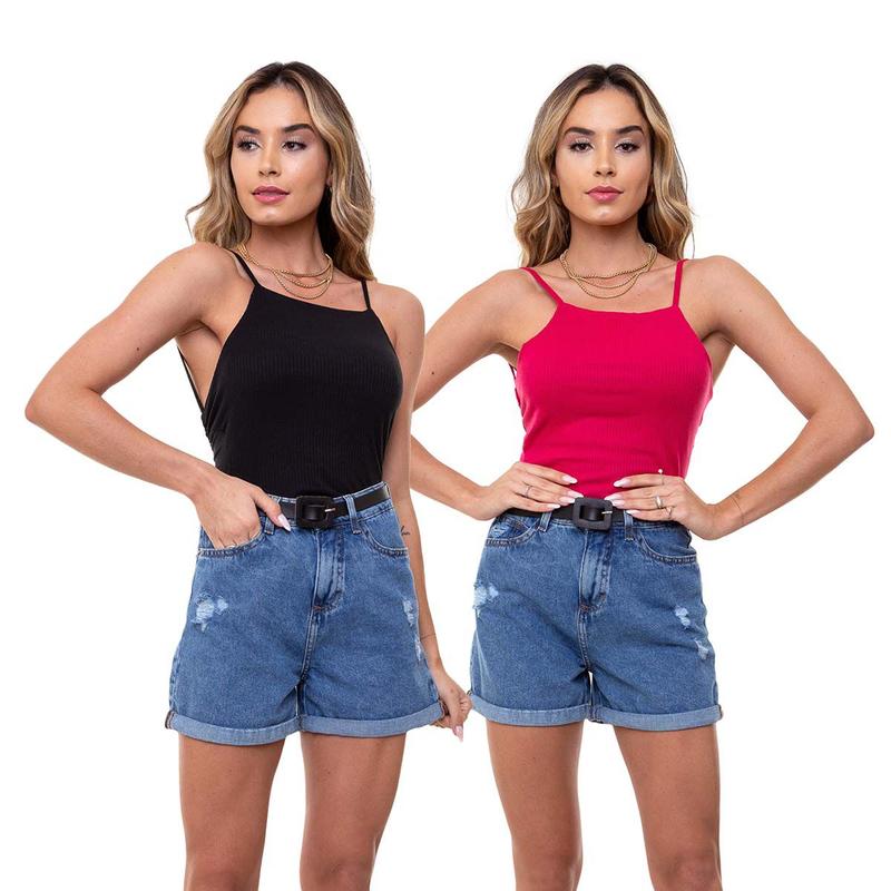 KIT 2 Body Feminino Costas Nua Alcinha Cavado Lateral Verão - Rotulo ...