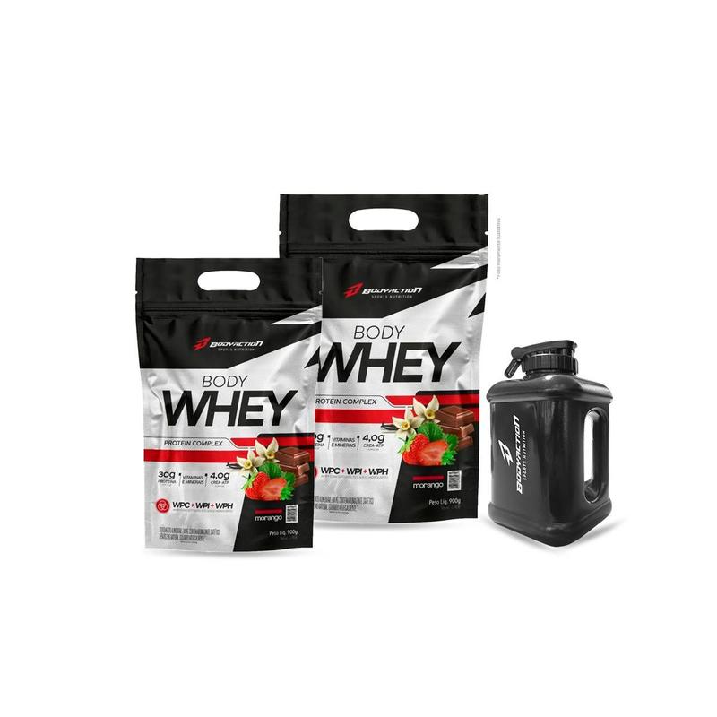 kit 2 Body Whey Protein Complex 900g + Galão Tank 1,6L - Body Action ...