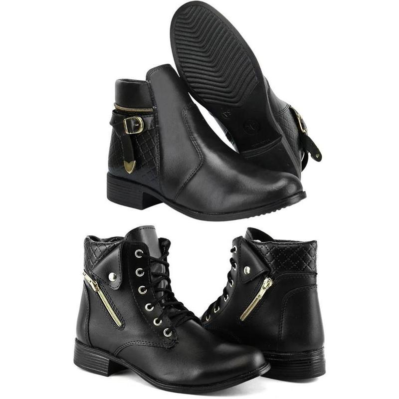 Kit 2 Botas Feminina Cano Curto Matelassê Conforto Casual - Kreeper ...