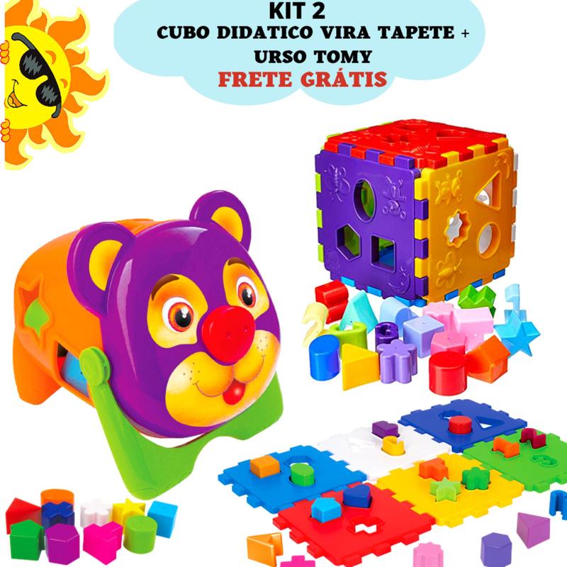 Kit 2 Brinquedo Educativo Didático Encaixe Bebe Infantil 1 ano E ...