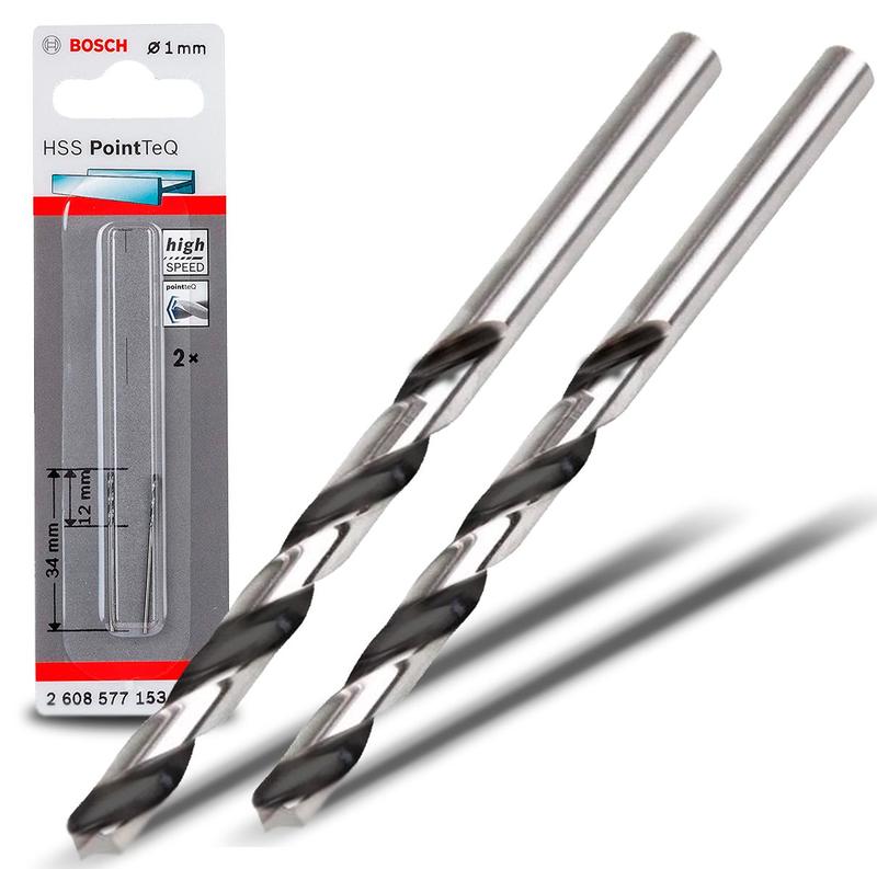 Kit 2 Brocas para Metal Bosch Aço Rápido HSS-PointTeQ 1,0mm - Broca ...