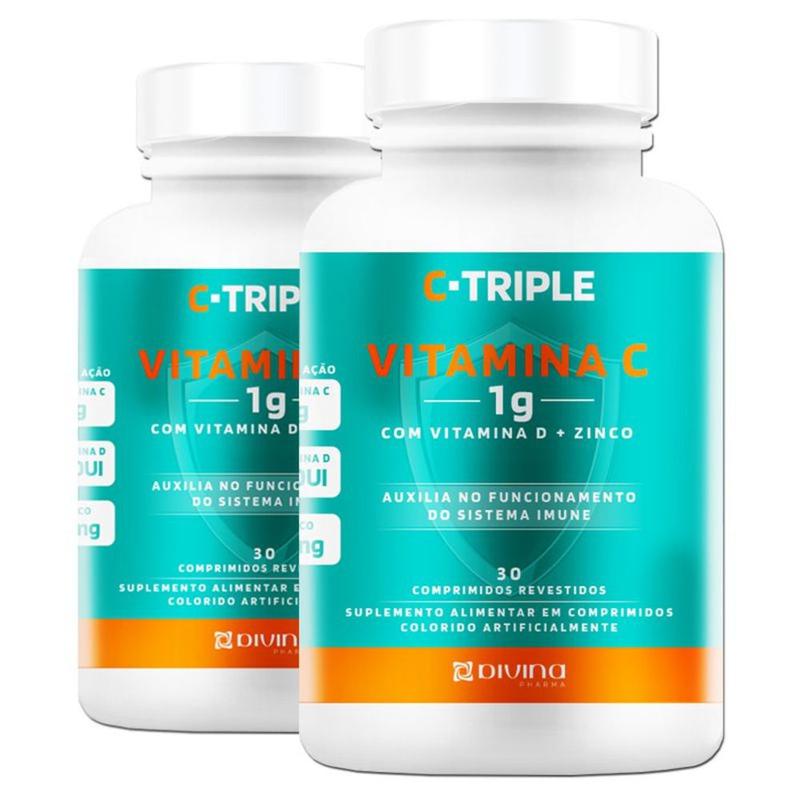 Kit 2 C-Triple Vitamina C 1000mg + Zinco + D Divina 30 cápsulas ...