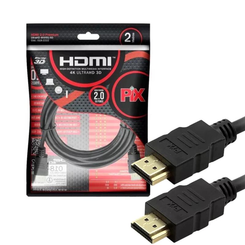 Kit 2 Cabo Hdmi 2m 2.0 4k 19 Pinos tv video game monitor - PIX - Cabo ...