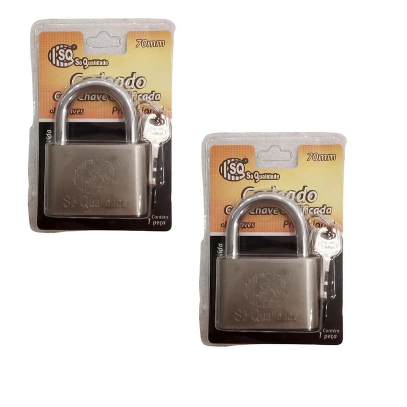 Kit 2 Cadeado com Chave Codificada 3 Chaves 70mm em Metal - Só ...