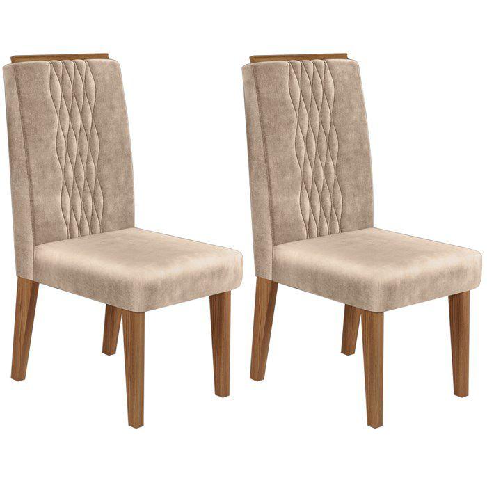 Kit 2 Cadeiras De Jantar 23152 Carvalho Europeu Veludo Caqui DJ Moveis ...