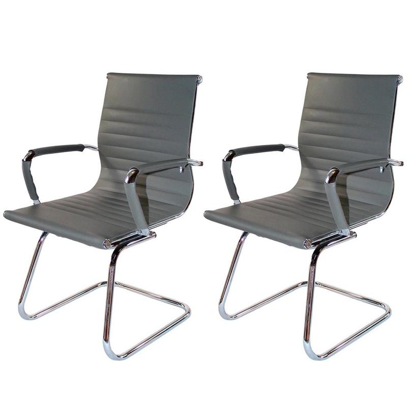 Kit 2 Cadeiras Fixas Interlocutor Charles Eames Esteirinha Cinza - BERING - Cadeira Fixa ...