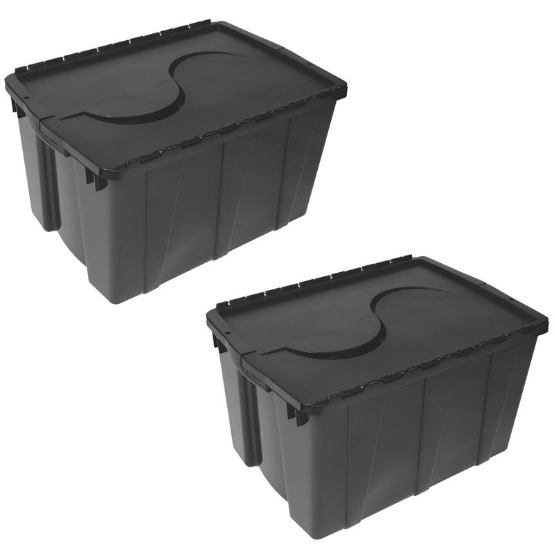 Kit 2 Caixa Plástica Organizadora Multiuso 56 Litros Grande Preta - São ...
