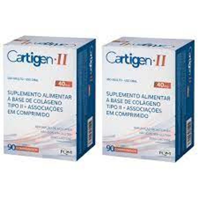 Kit 2 caixas Colágeno Não Hidrolisado Cartigen Tipo II 40mg C/90 CP ...