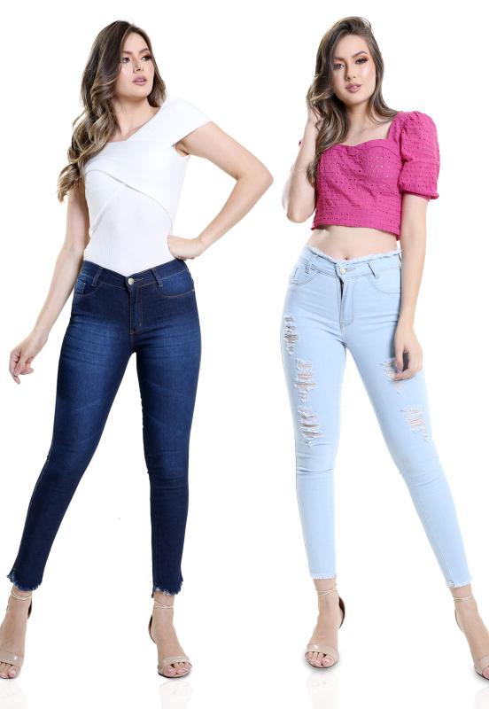 Kit 2 Calças Jeans Feminina Ross Skinny Levanta Bumbum com Elastano ...