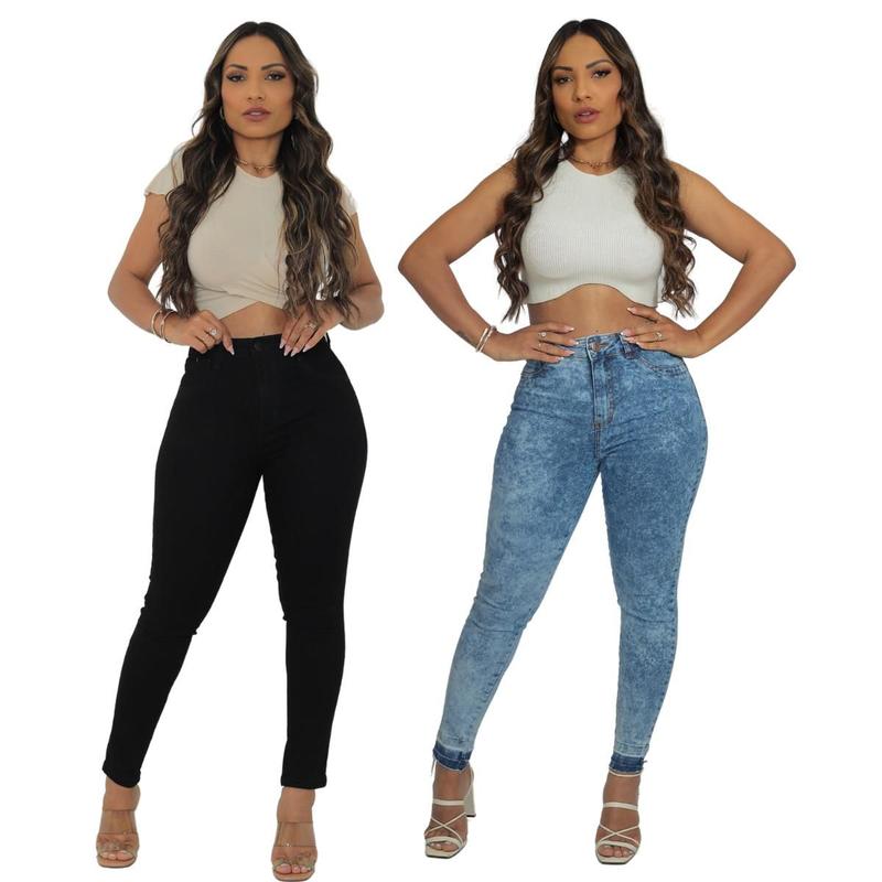 Kit 2 Calças Jeans Skinny Feminina Levanta Bumbum Premium - Trezie ...
