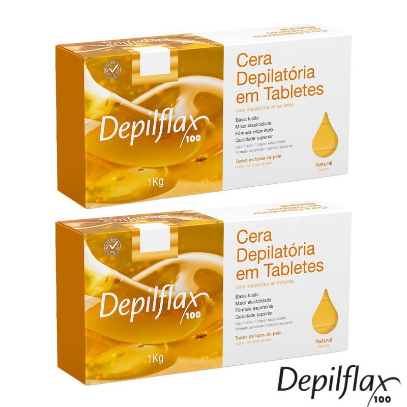 Kit 2 Cera Quente Depilação Elástica Natural Em Barras 1kg Depilflax ...