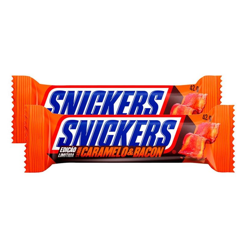 Kit 2 Chocolate Snickers Caramelo e Bacon 42g - Chocolate / Barra de ...