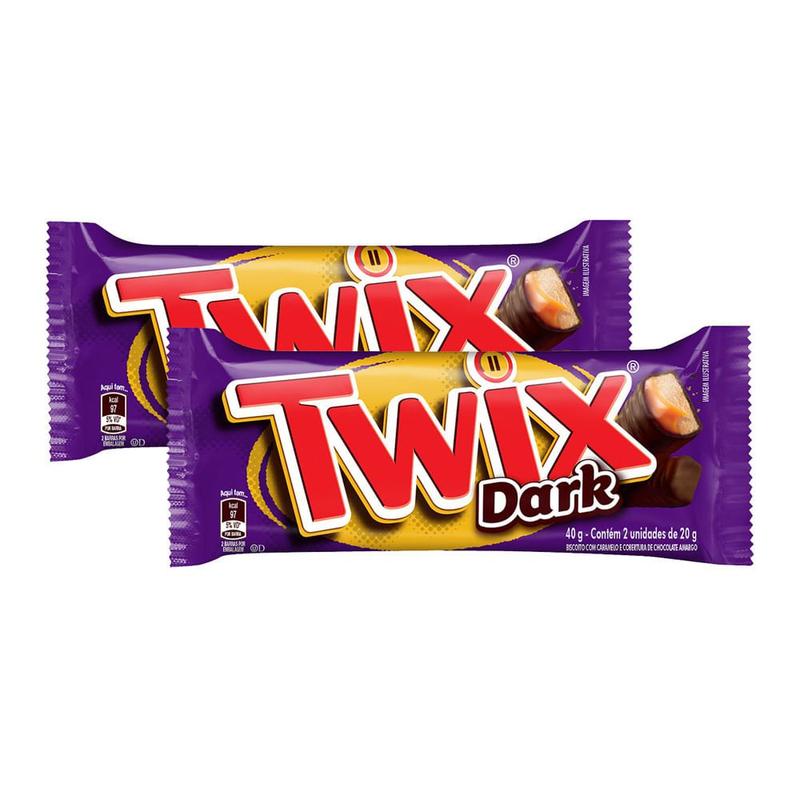 Kit 2 Chocolate Twix Dark 40g - Chocolate / Barra de Chocolate ...