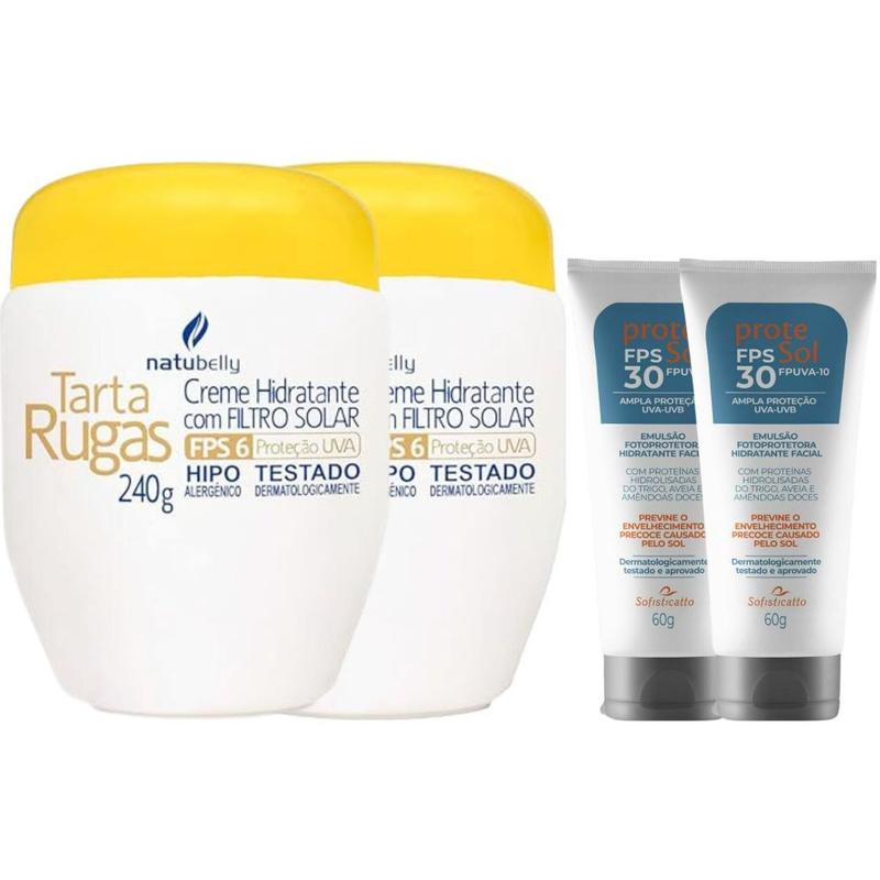Kit 2 Creme Hidratante com Filtro Solar Tarta Rugas + 2 Protetor Solar ...