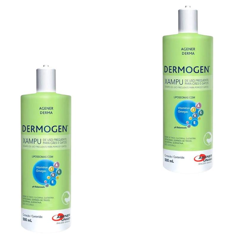Kit 2 Dermogen Shampoo Cães Gatos 500mL Agener União - Outros Pet Shop ...