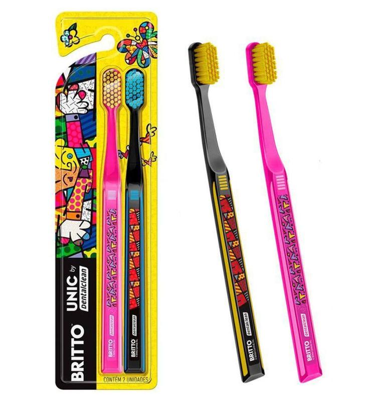Kit 2 Escovas De Dente Romero Britto Ultra Macia Dentalclean - Escova ...