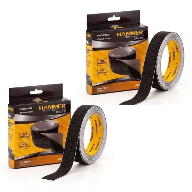 Kit 2 fita antiderrapante 25mm x 5m - preto - Hammer - Fita Antiderrapante - Magazine Luiza