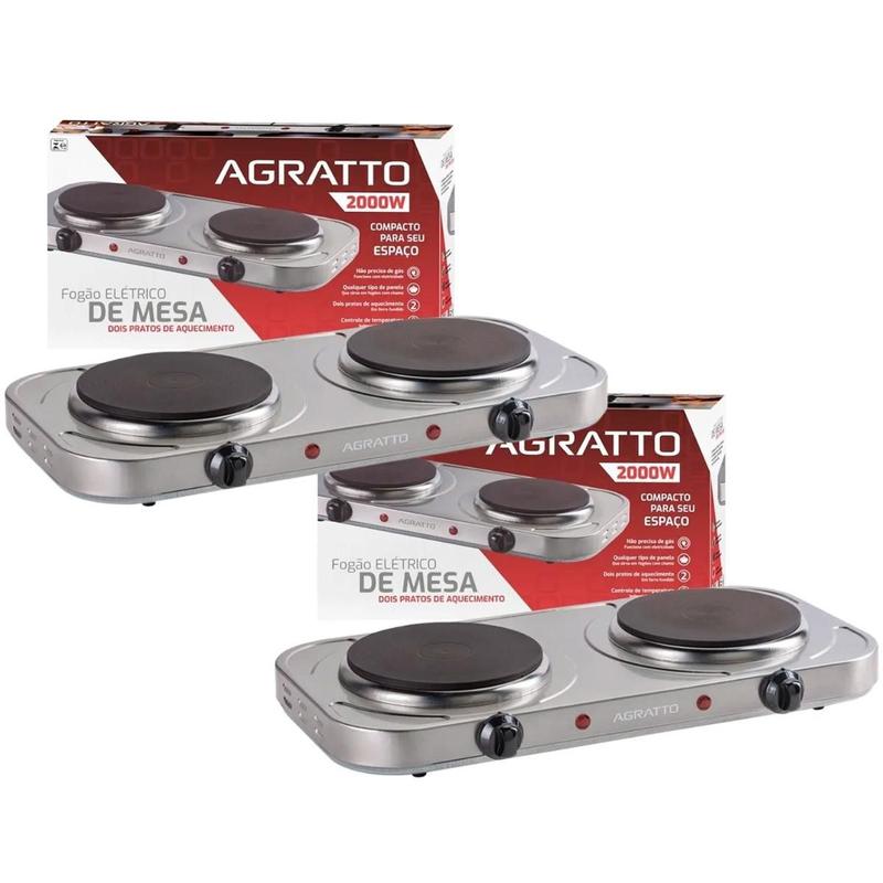 Kit 2 Fogões Elétrico indução Tomada De Mesa 2 Bocas Prato - Agratto ...