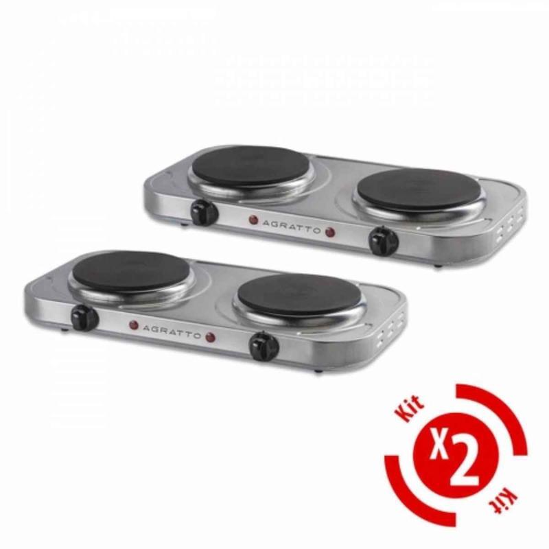 Kit 2 Fogões Elétrico indução Tomada De Mesa 2 Bocas Prato - Agratto ...