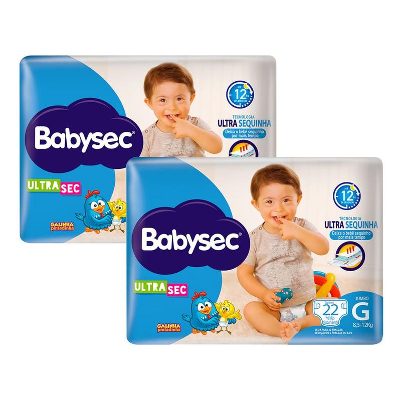 Kit 2 Fralda Babysec Ultrasec Tamanho G Pacote Jumbo 22 Unidades ...