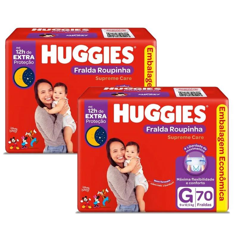 Kit 2 Fralda Descartável Huggies Supreme Care Roupinha Bag G 70 ...