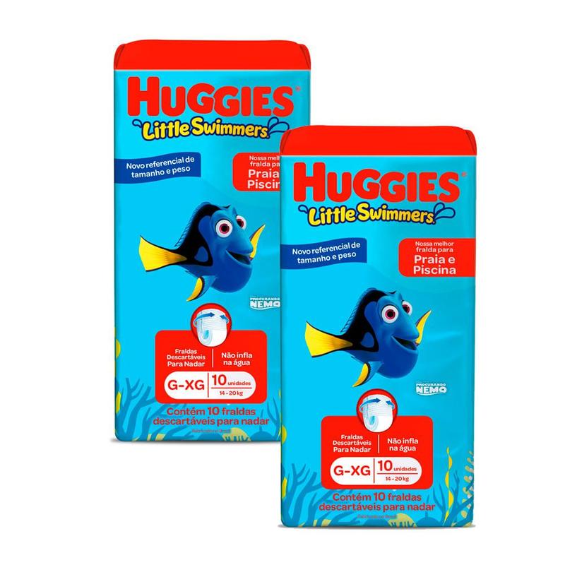 Kit 2 Fralda Huggies Little Swimmers Tamanho G com 10 Fraldas ...