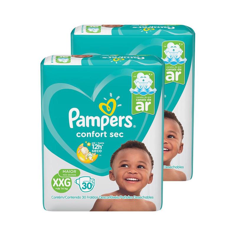 KIT 2 FRALDAS PAMPERS CONFORT SEC XXG/30 = 60un - Fralda Descartável ...