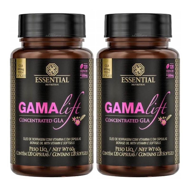 Kit 2 Gamalift 500mg 120 caps Óleo de Borragem GLA Essential ...