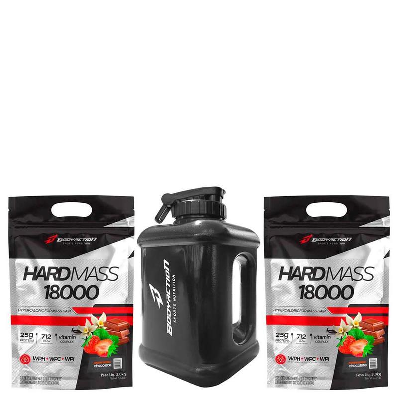 Kit 2 Hard Mass 18000 Chocolate 3kg e Galão Bodyaction - Hipercalórico ...