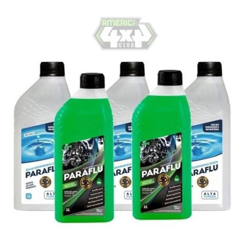 Kit 2 Litros Aditivo Verde Radiador + 3 Agua Desmineralizada - Paraflu ...