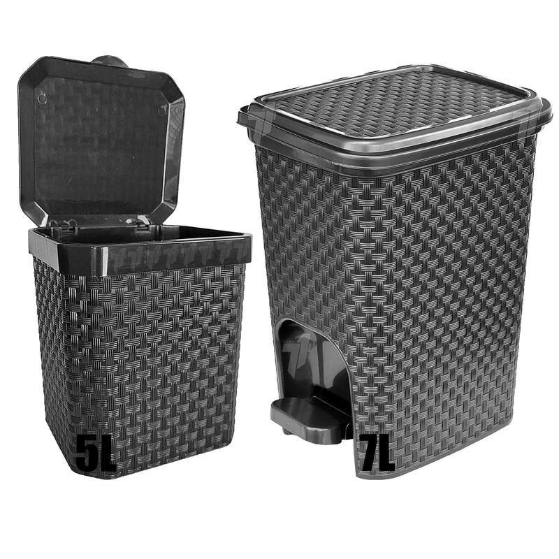 Kit 2 Lixeiras Rattan 7 Litros C/pedal Banheiro Arqplast Cor - 1K Utilidades - Lixeira e Cesto ...