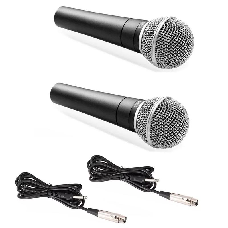Kit 2 Microfones C Fio Dinâmico Profissional Metal 5mts Sm58 - Le Son ...