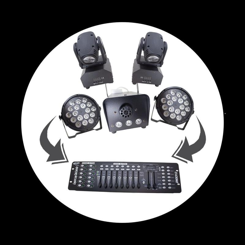 Kit 2 mini beam 2 par led 12x1 rgbw dmx 512 m. de fumaça 700w - One ...