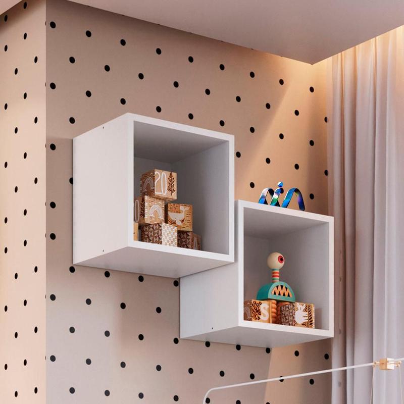 Kit 2 Nichos Para Quarto Infantil 30 x 30 cm Branco Ed Completa Móveis ...