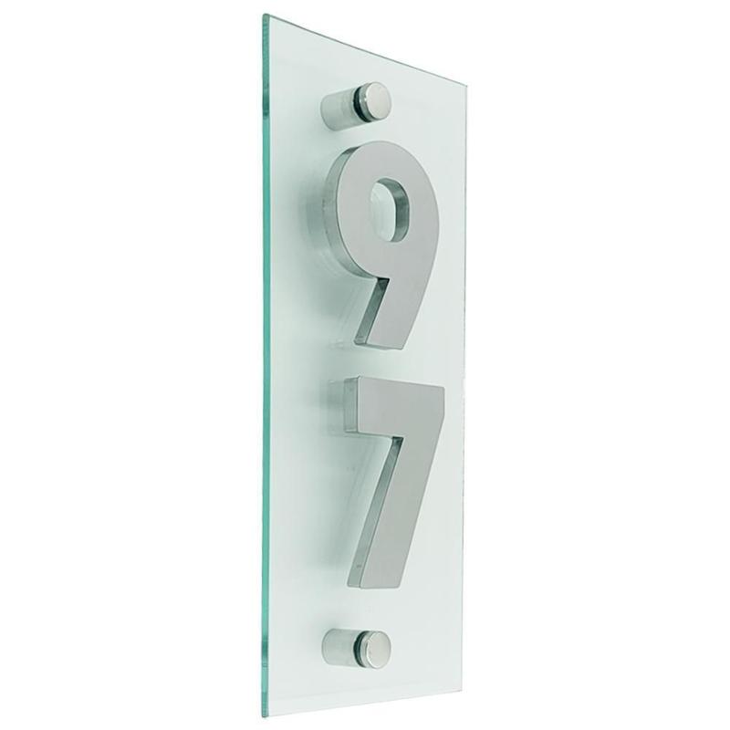 Kit 2 Números Inox 12Cm Com Placa De Vidro Incolor Vertical - Takinox ...