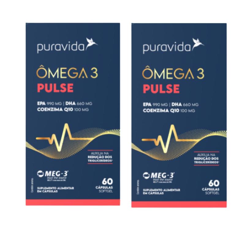 Kit 2 Ômega 3 Pulse Alta Concentração Epa Dha Coenzima Q10 Puravida 2 ...