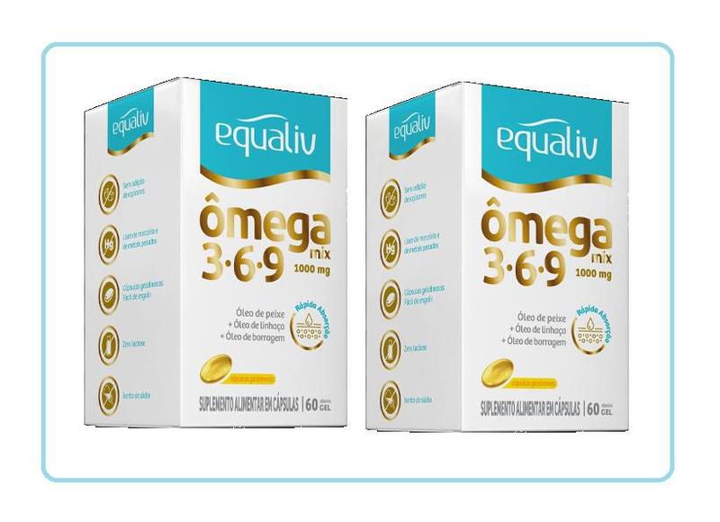 Kit 2 Ômega Mix 3 6 9 Suplemento Alimentar 60 Cps - Equaliv - Ômega 3 ...