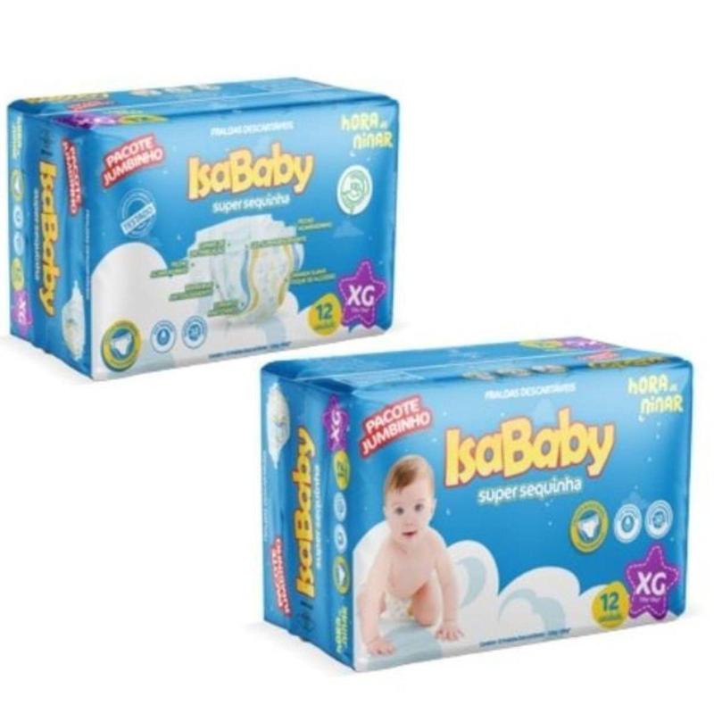 Kit 2 Pacotes Fralda IsaBaby Premium Jumbinho M 18 Unidades - Fralda ...