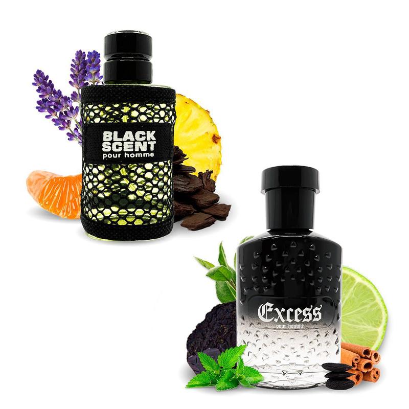 Kit 2 Perfumes Importados Black Scent e Excess I Scents - Kit de ...