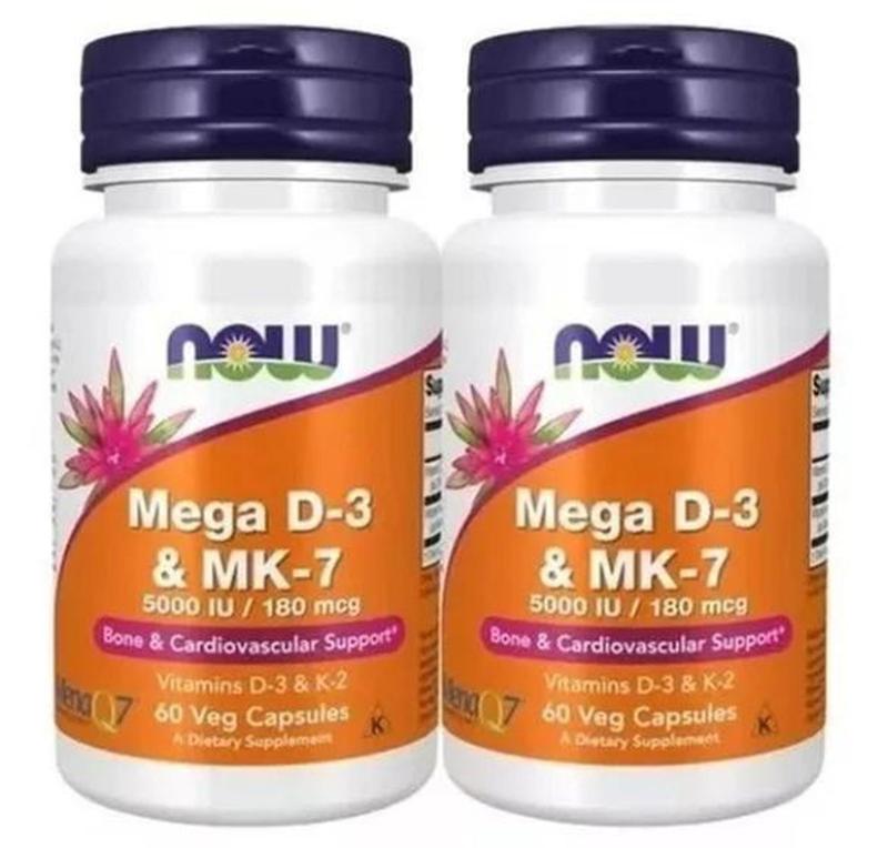 Kit 2 Potes Mega D3 & Mk-7 Now Foods Vitamina D3 (5000 Ui) - Vitaminas ...