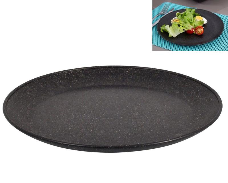 Kit 2 Prato Raso Preto 24,5cm Refeição Sustentável Reciclado - Evo ...