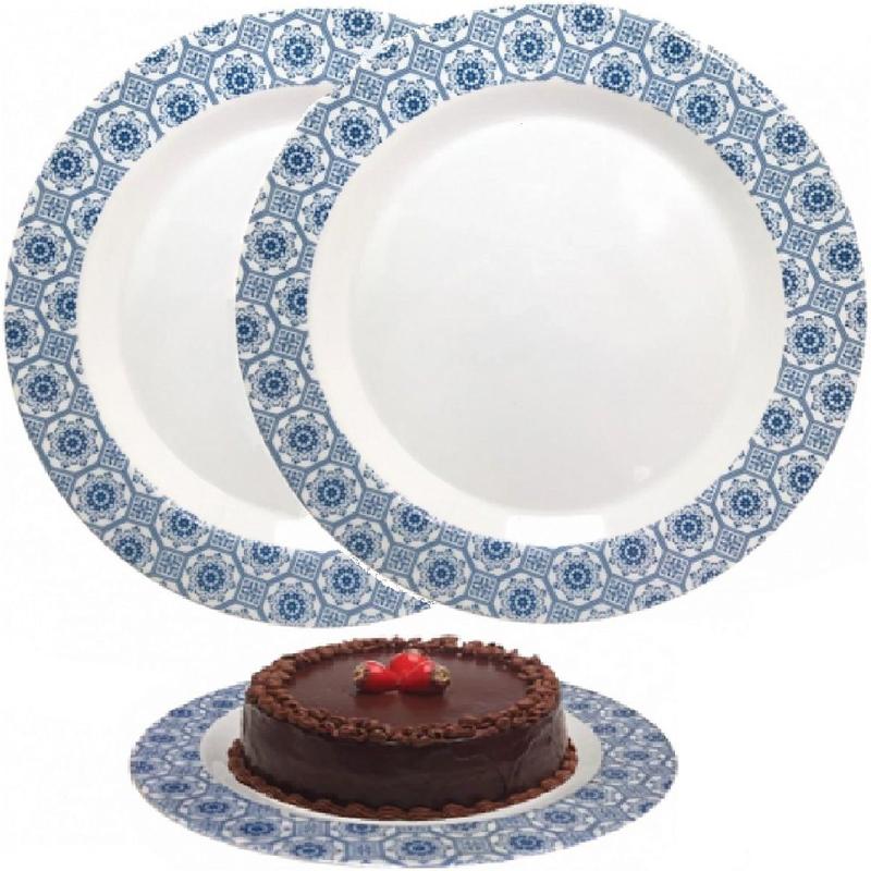 Kit 2 Pratos Raso em Melamina 27,5cm Grande Refeição Bolo - Sk - Prato ...